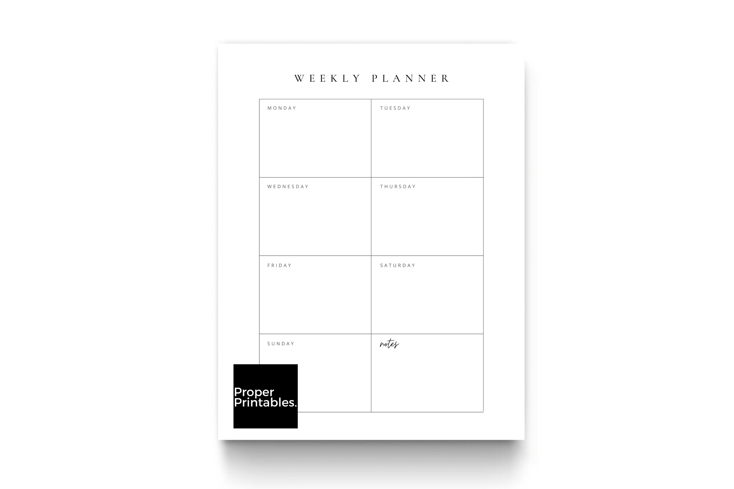 Minimal Weekly Planner Printable Calender Digital Download - Etsy