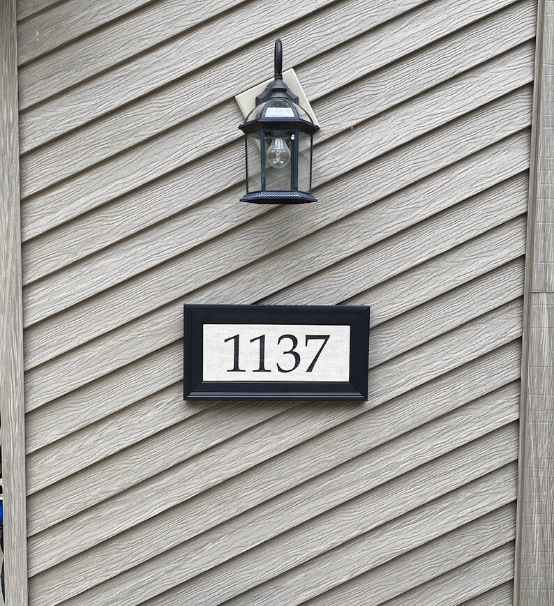 Framed Address, up to 5 Numbers, NO BORDER - for ANY Siding - 20"l X 10 ...