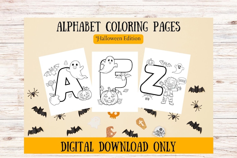Alphabet Coloring Pages- Halloween Edition - Etsy