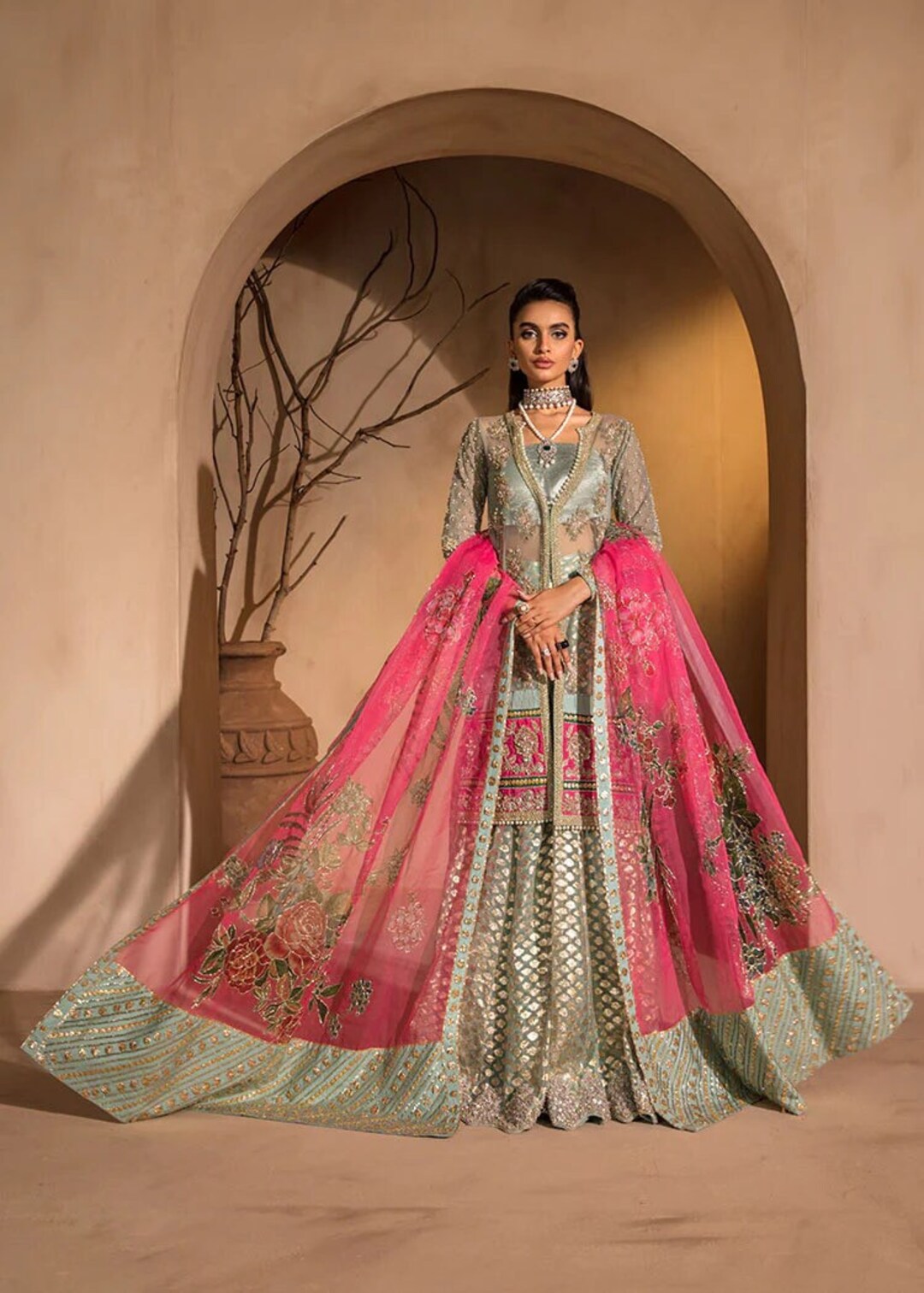 Pakistani Indian Women Pure Organza Maxi Suit, Hit Maria B Design ...