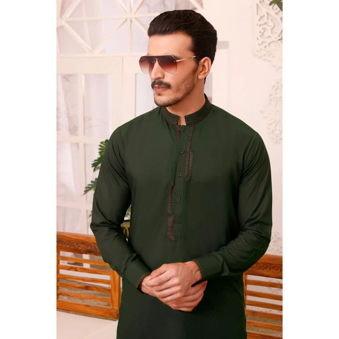 Pakistani Indian Men Shalwar Kameez, Embroidery, Finest Stitch, Italian ...