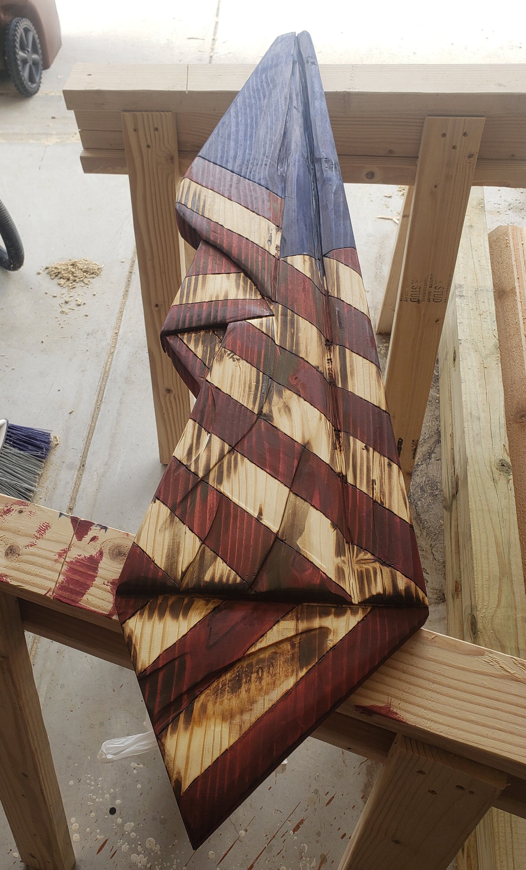 Hand Carved American Draped Flag - Etsy