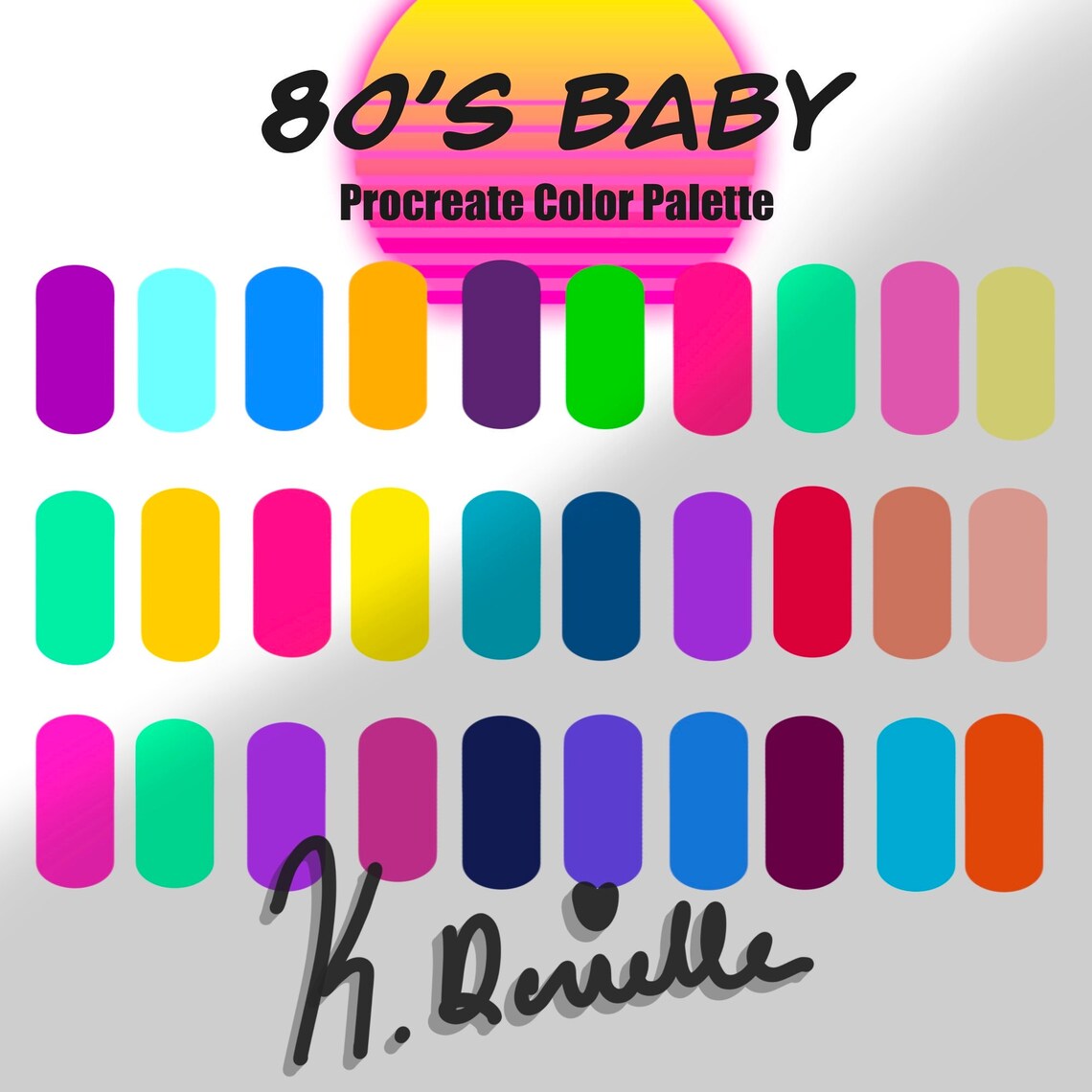 Procreate Color Palette / Color Swatch / Retro / 80s Colors / Procreate ...