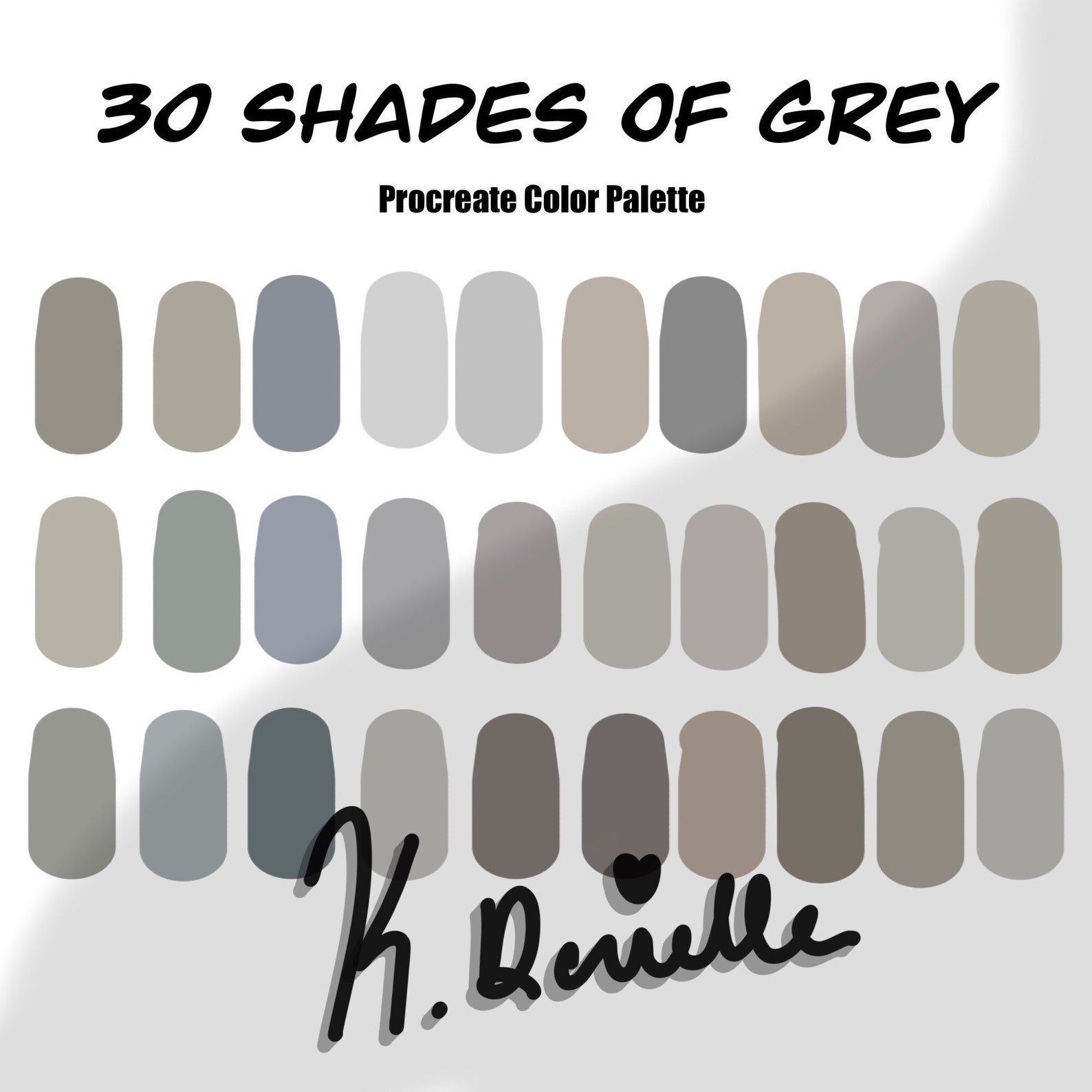 Procreate Color Palette / Grey Color Palette / Digital Art / Color ...
