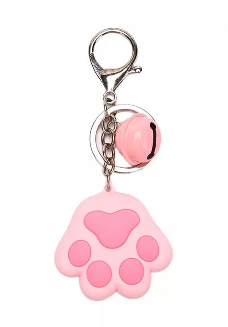 Paw Print Keychain With Bell - Etsy