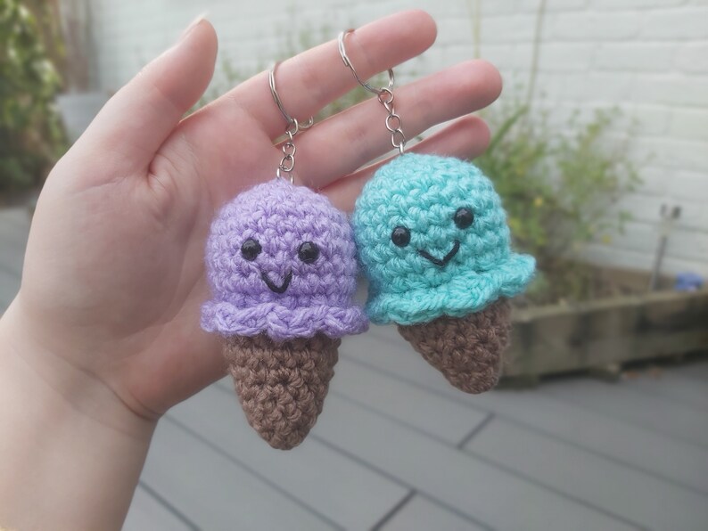 Cute Little Crocheted Ice Cream Keychain (26 Different Colours) - Etsy