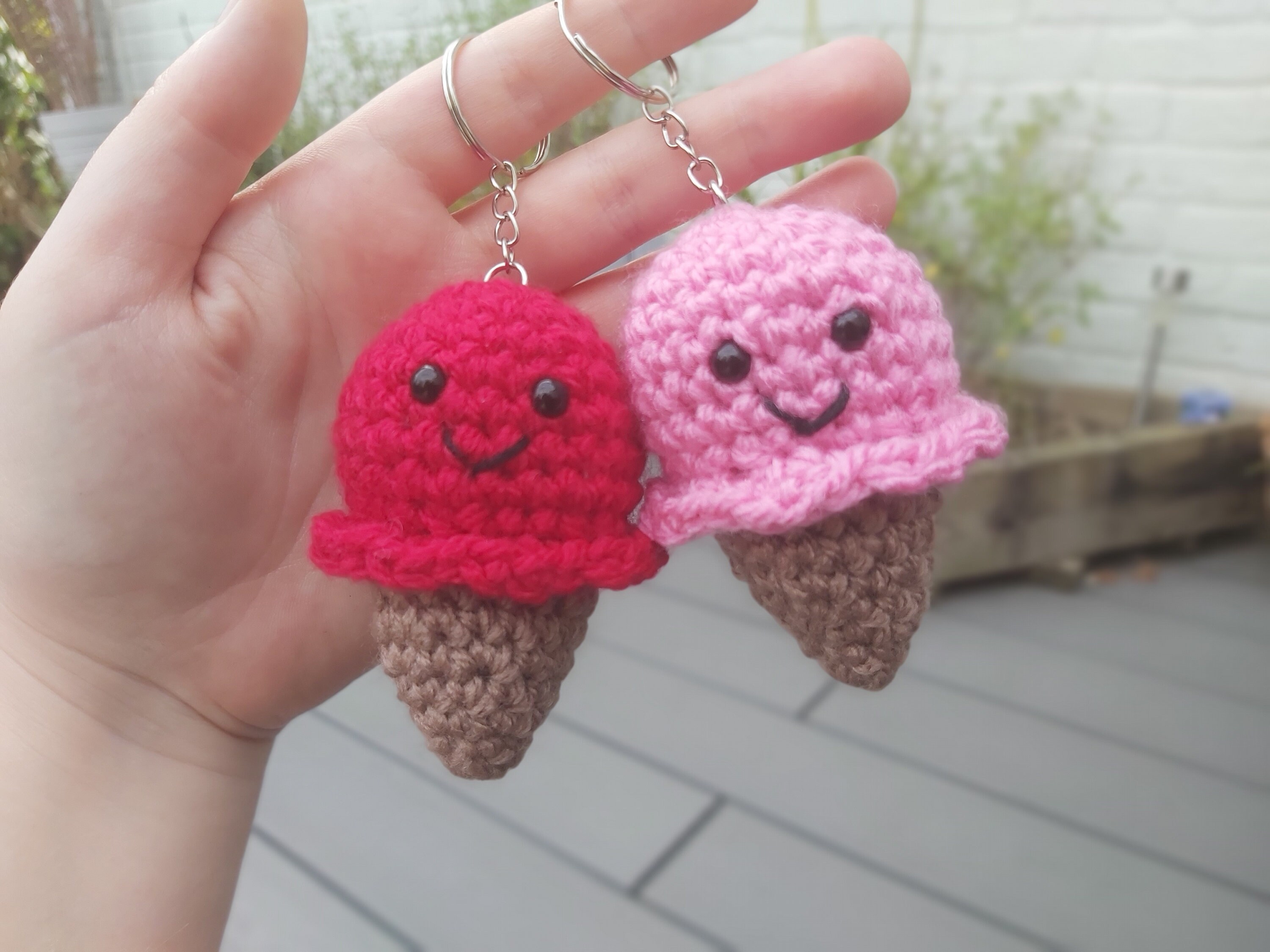 Cute Little Crocheted Ice Cream Keychain (26 Different Colours) - Etsy