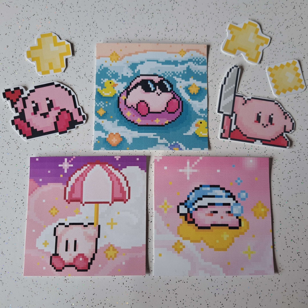 Cute Pixel Kirby Vinyl Sticker Set - Etsy