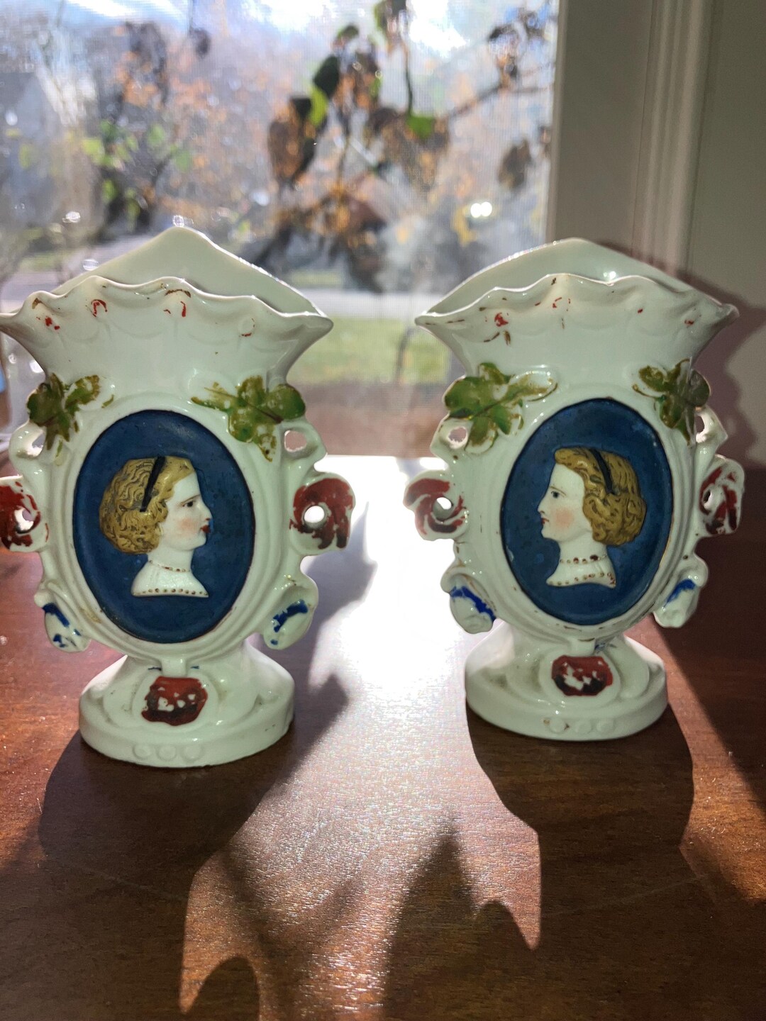 Antique Victorian Vases With Profile of Woman - Etsy