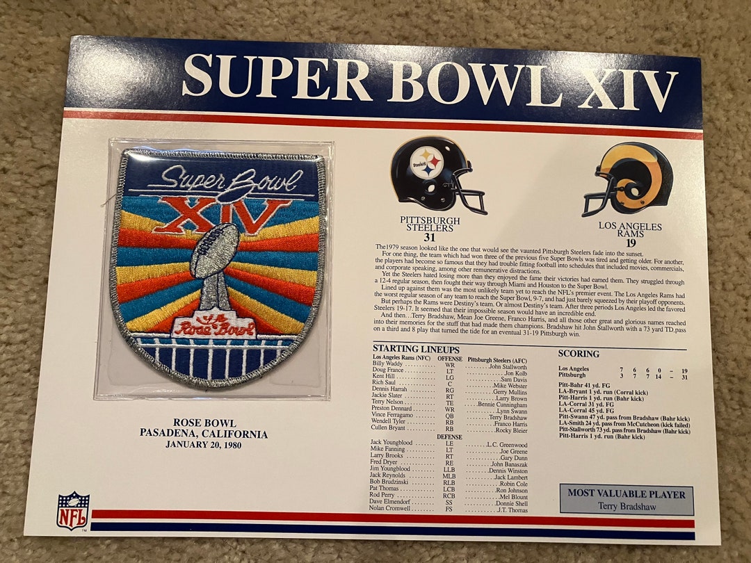 Steelers & Rams Super Bowl XIV Patch and Stat Card - Etsy