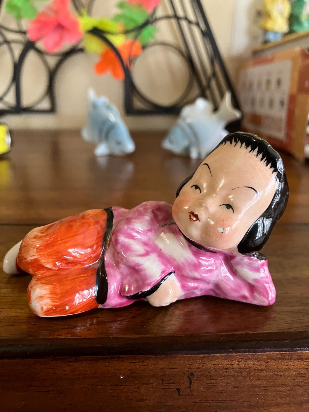 Reclining Japanese Boy Figurine - Etsy