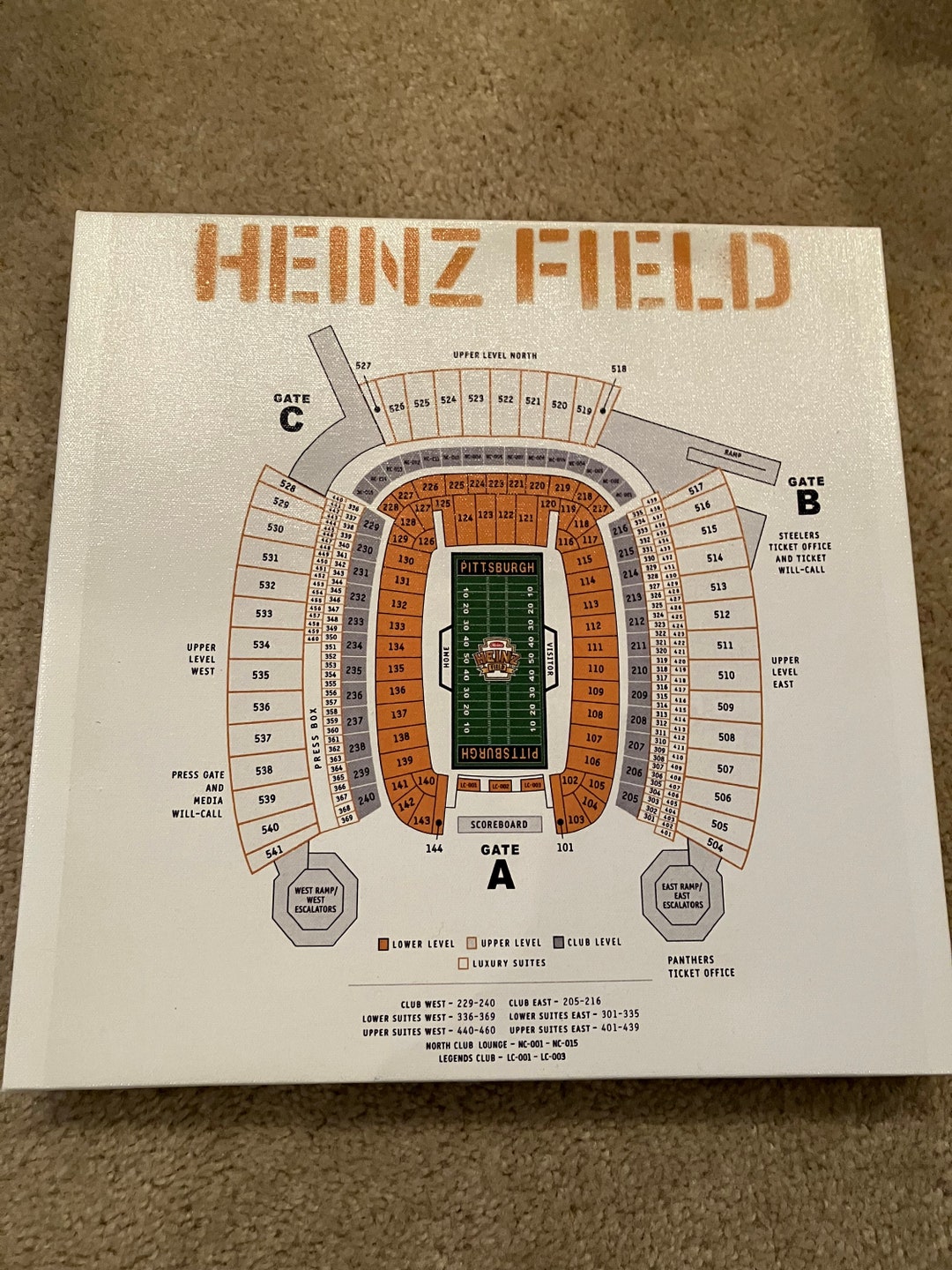 Heinz Field Seating Chart on Canvas - Etsy