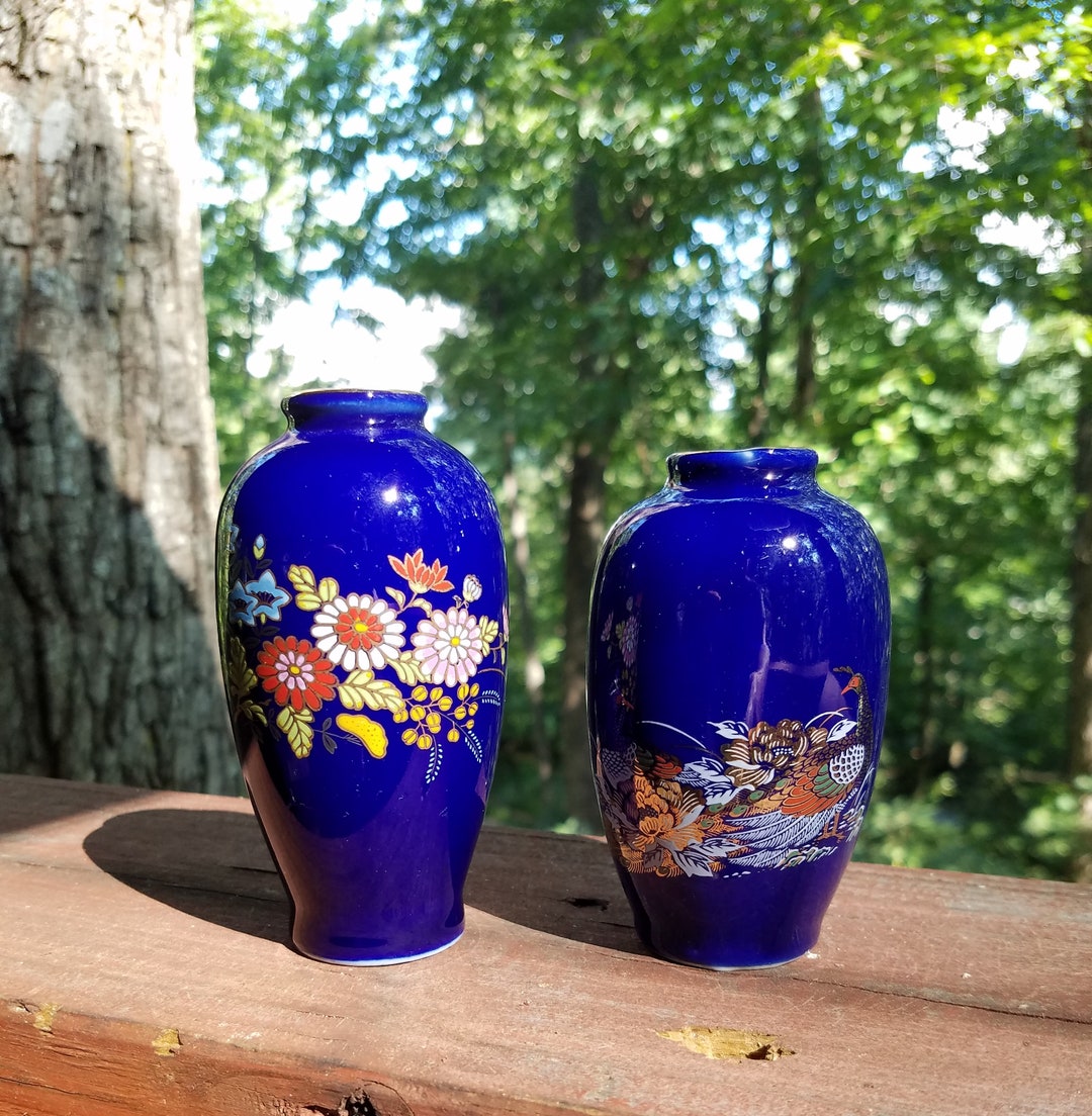 Antique Vases Ceramic Cobalt Blue Japanese and Taiwanese - Etsy