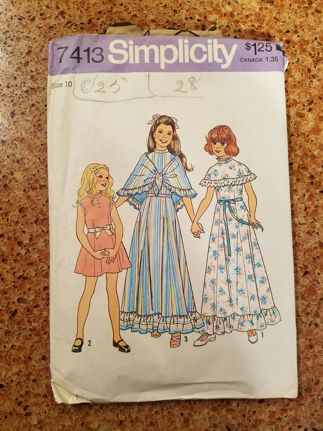 Vintage Sewing Pattern Girl's Dress Shawl 1976 Simplicity 7413 - Etsy