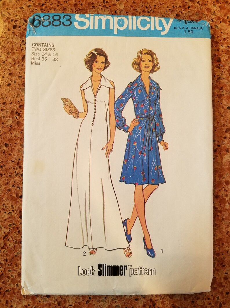 Women's 70's Dress Sewing Pattern 1975 Simplicity 6883 - Etsy