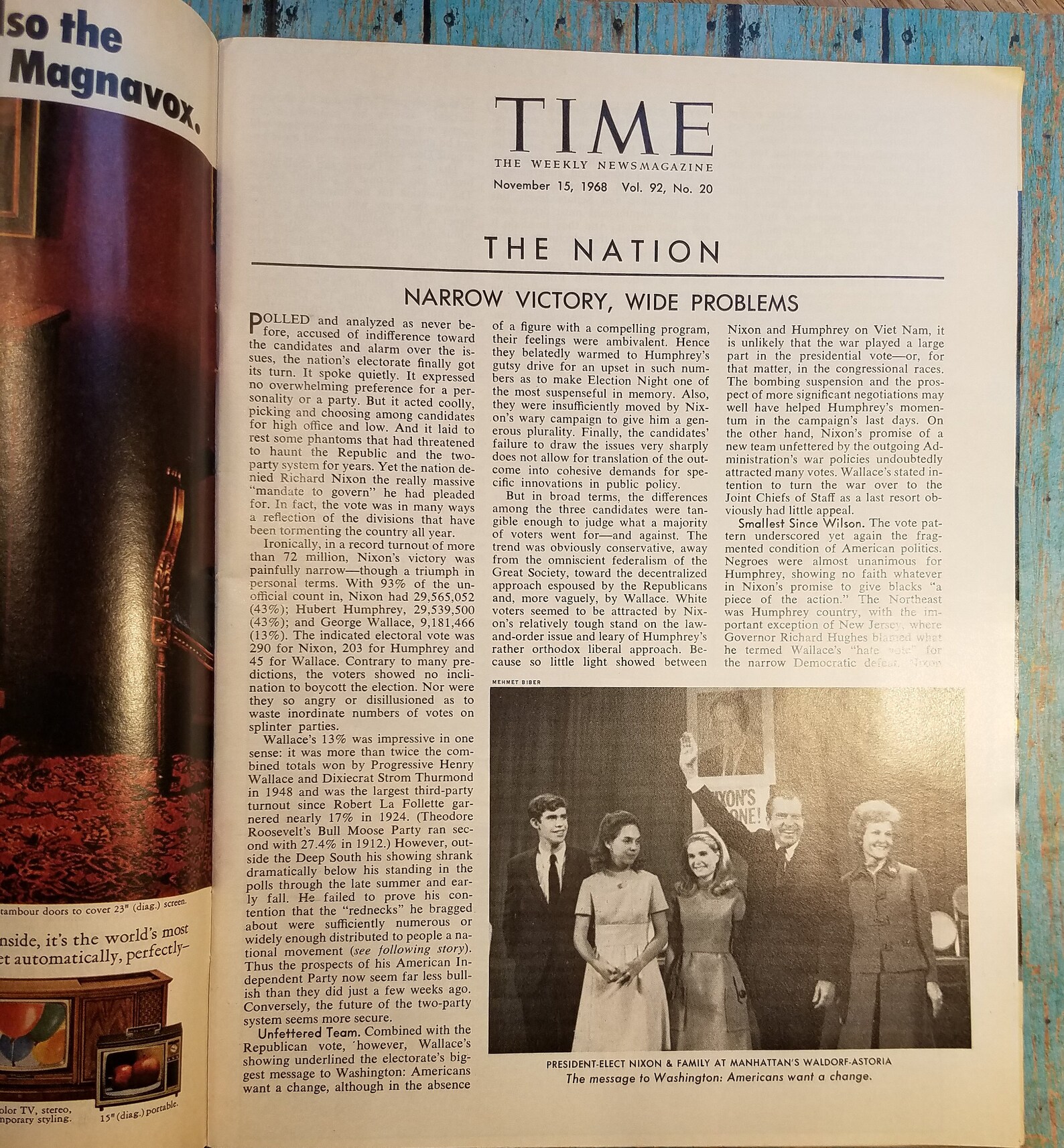 Vintage Time Magazine - November 15 - the Election - Richard Nixon 1968 ...