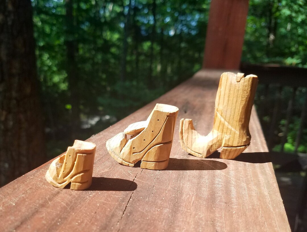 Handcarved Wooden Boots - Etsy