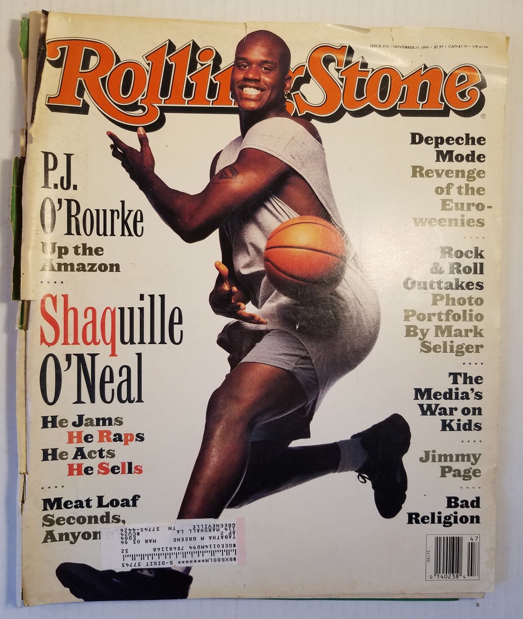 Rolling Stone Magazine Shaquille O'neal Cover 1993 - Etsy