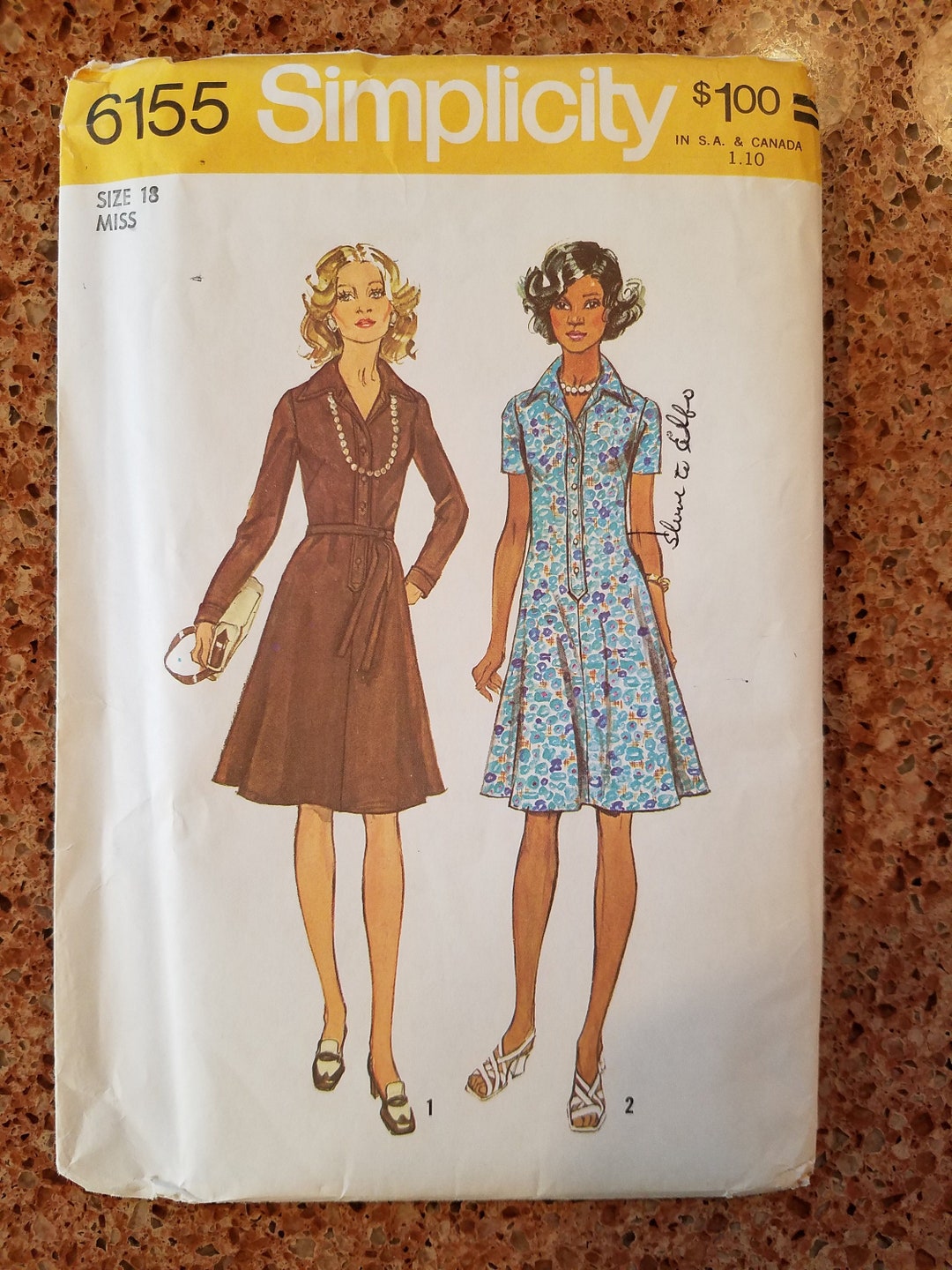 Sewing Pattern Misses Women Dress 1973 Simplicity # 6155 - Etsy