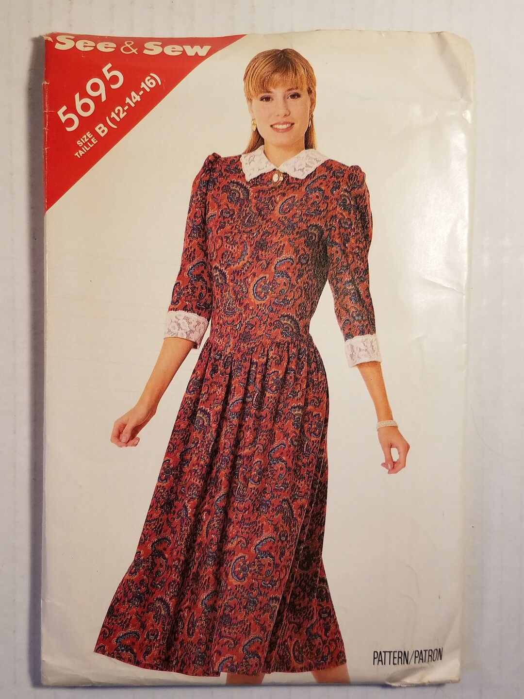 Vintage Sewing Pattern Misses Dropped Waist Dress 1987 Butterick # 5695 ...