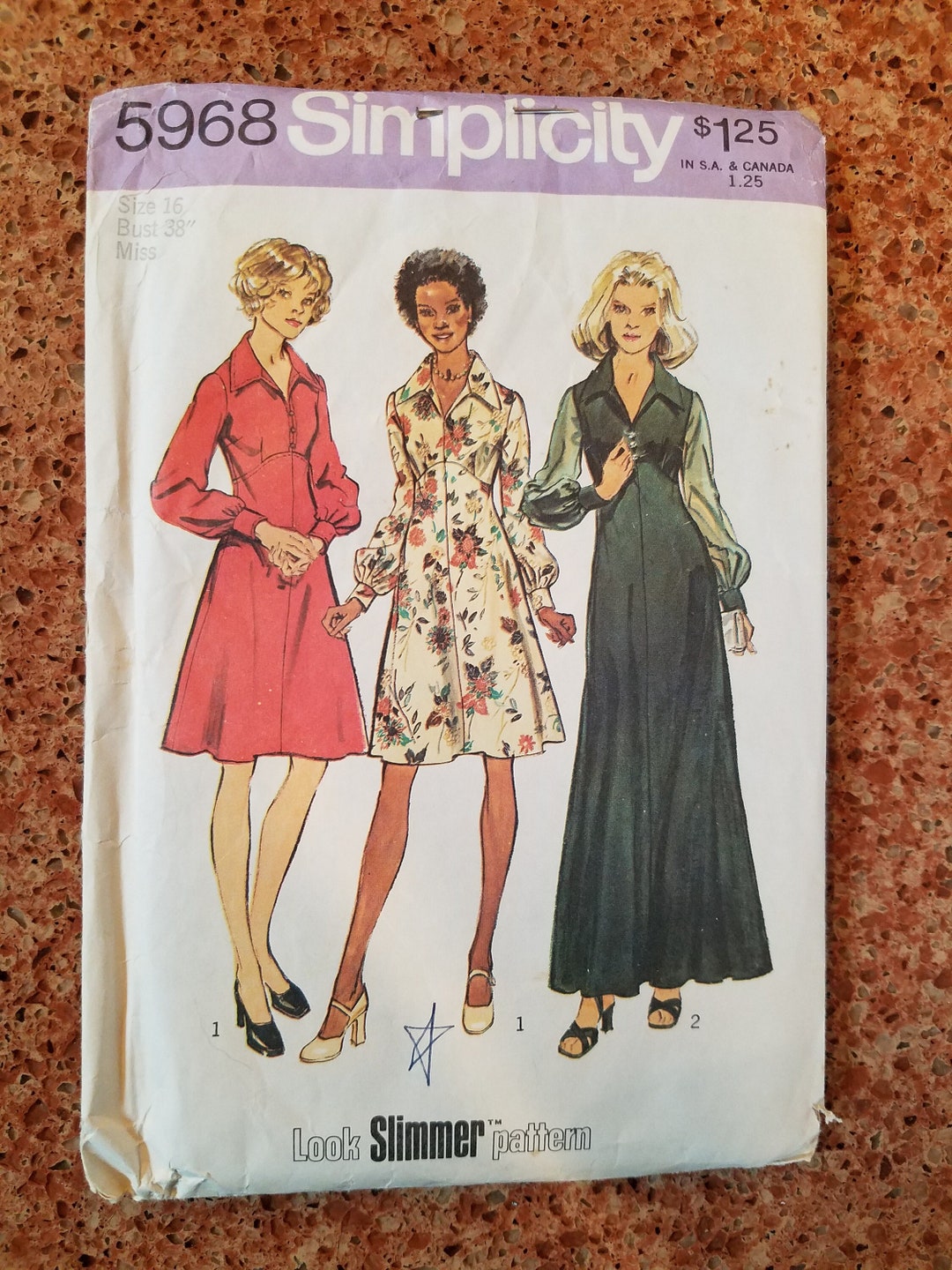 Women's Dress Sewing Pattern Vintage 1973 Simplicity 5968 - Etsy