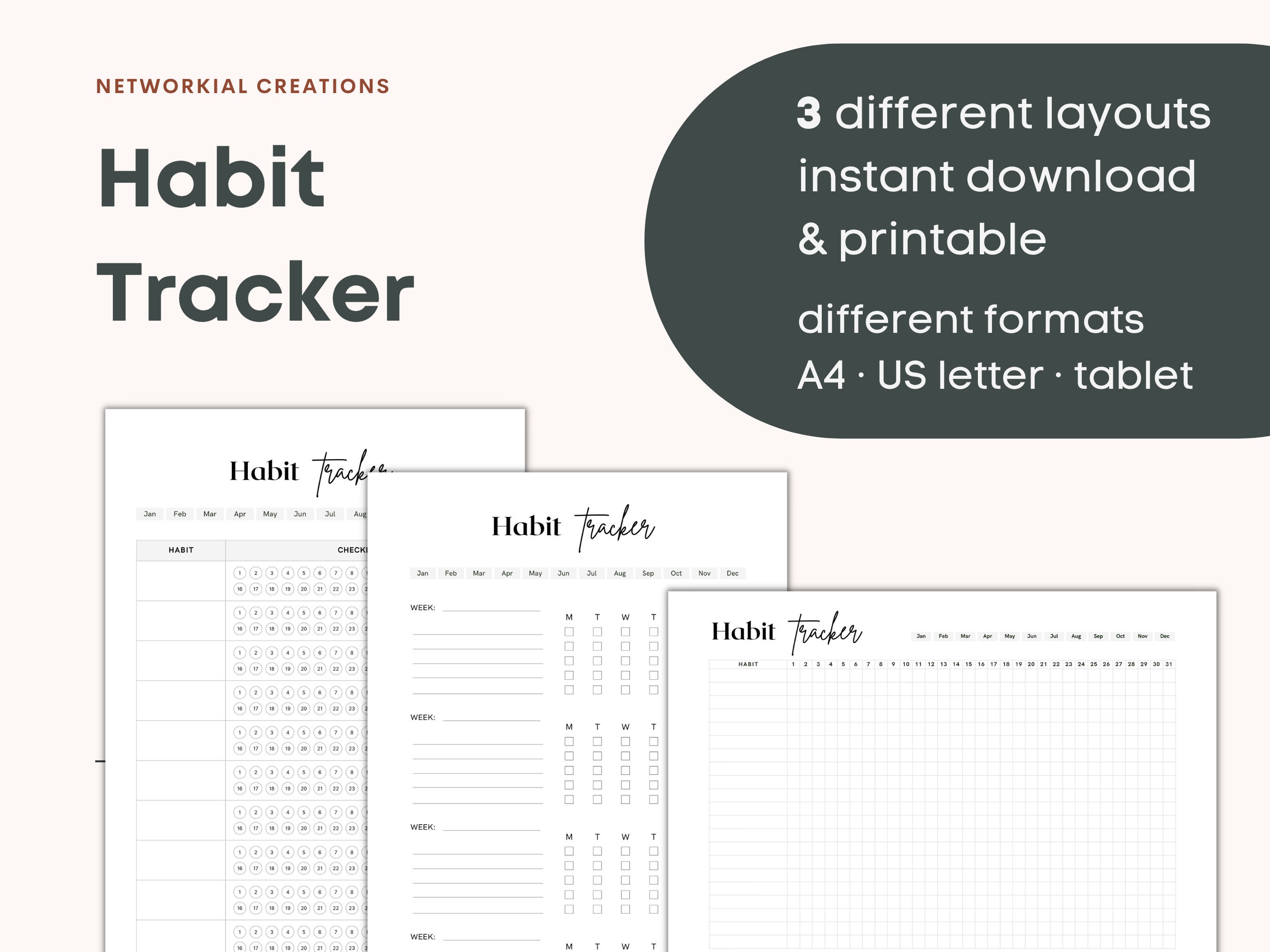 Digital Habit Tracker Printable Weight Loss Tracker Goal and Vision ...