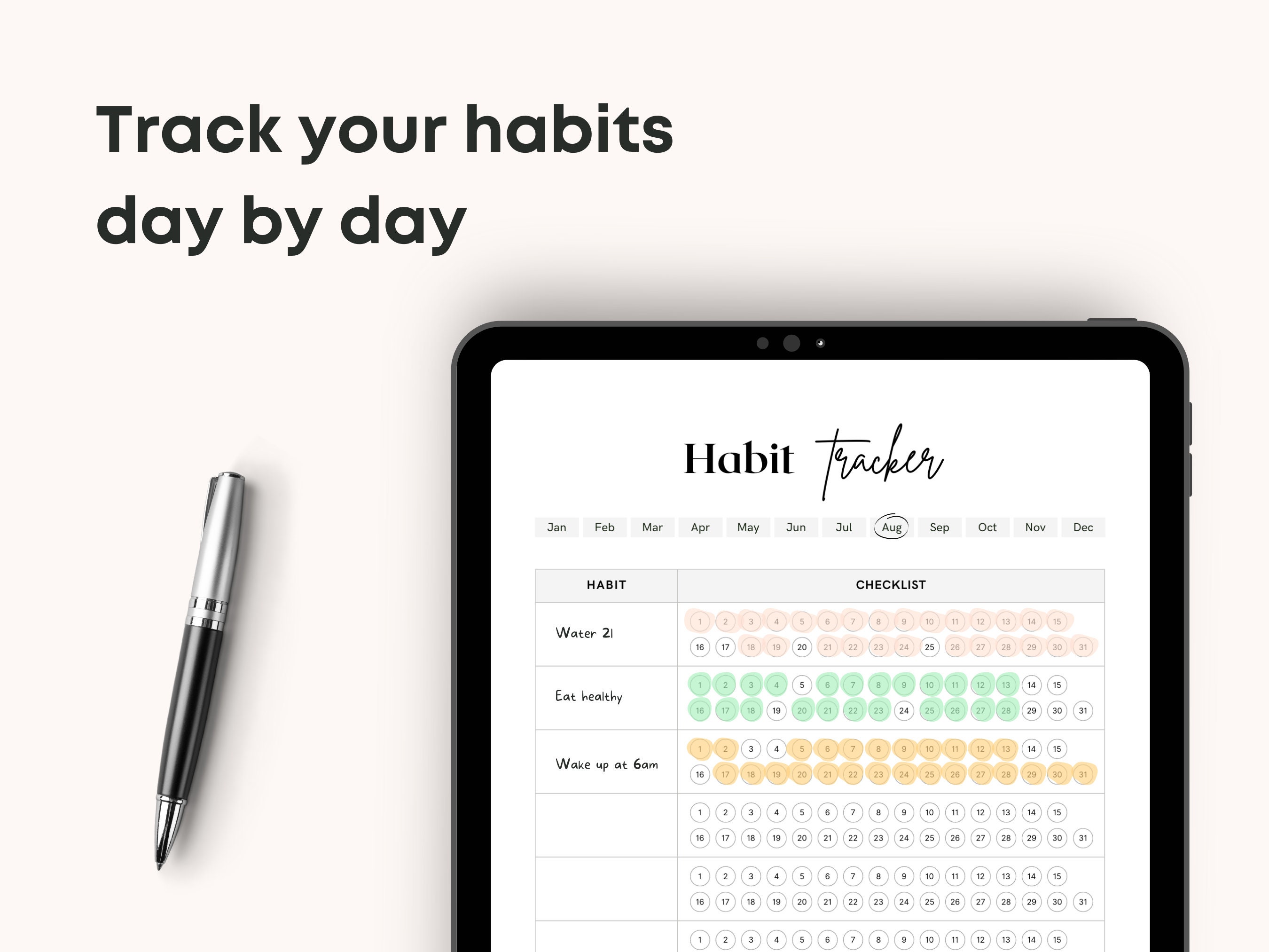 Digital Habit Tracker Printable Weight Loss Tracker Goal and Vision ...