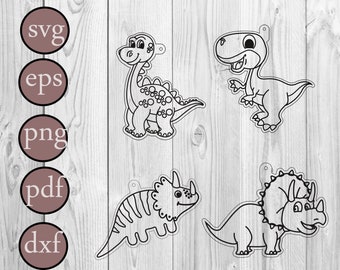 Dinosaur SVG Bundle T-rex Brontosaurus Stegosaurus Triceratops Outline ...