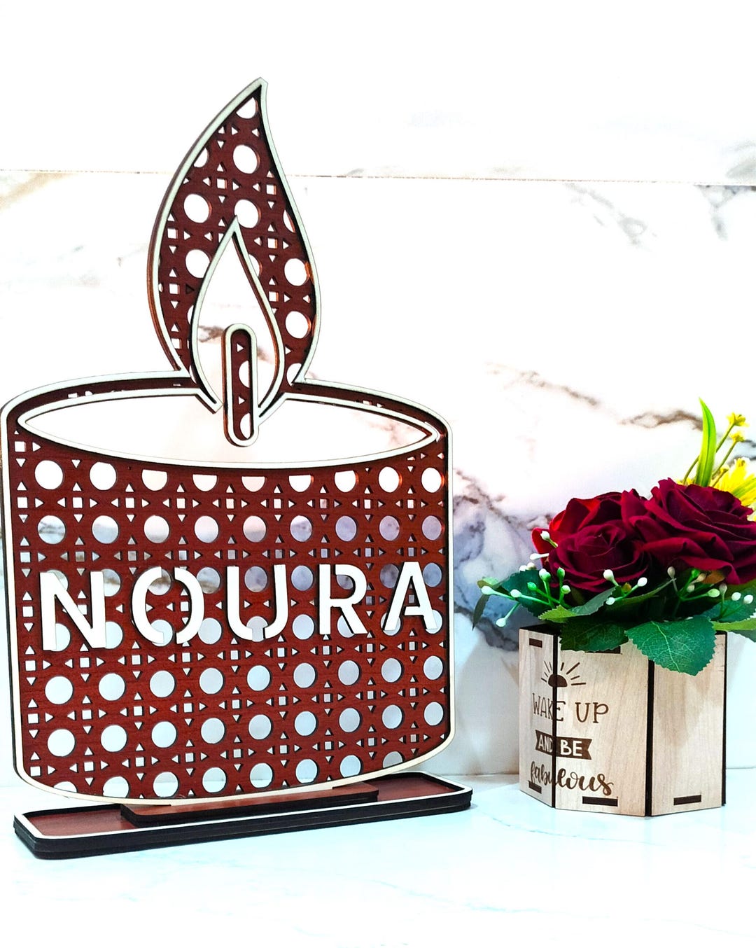 Personalized Rattan Candle Name Sign | Baby Nursery | Girls' Bedroom ...