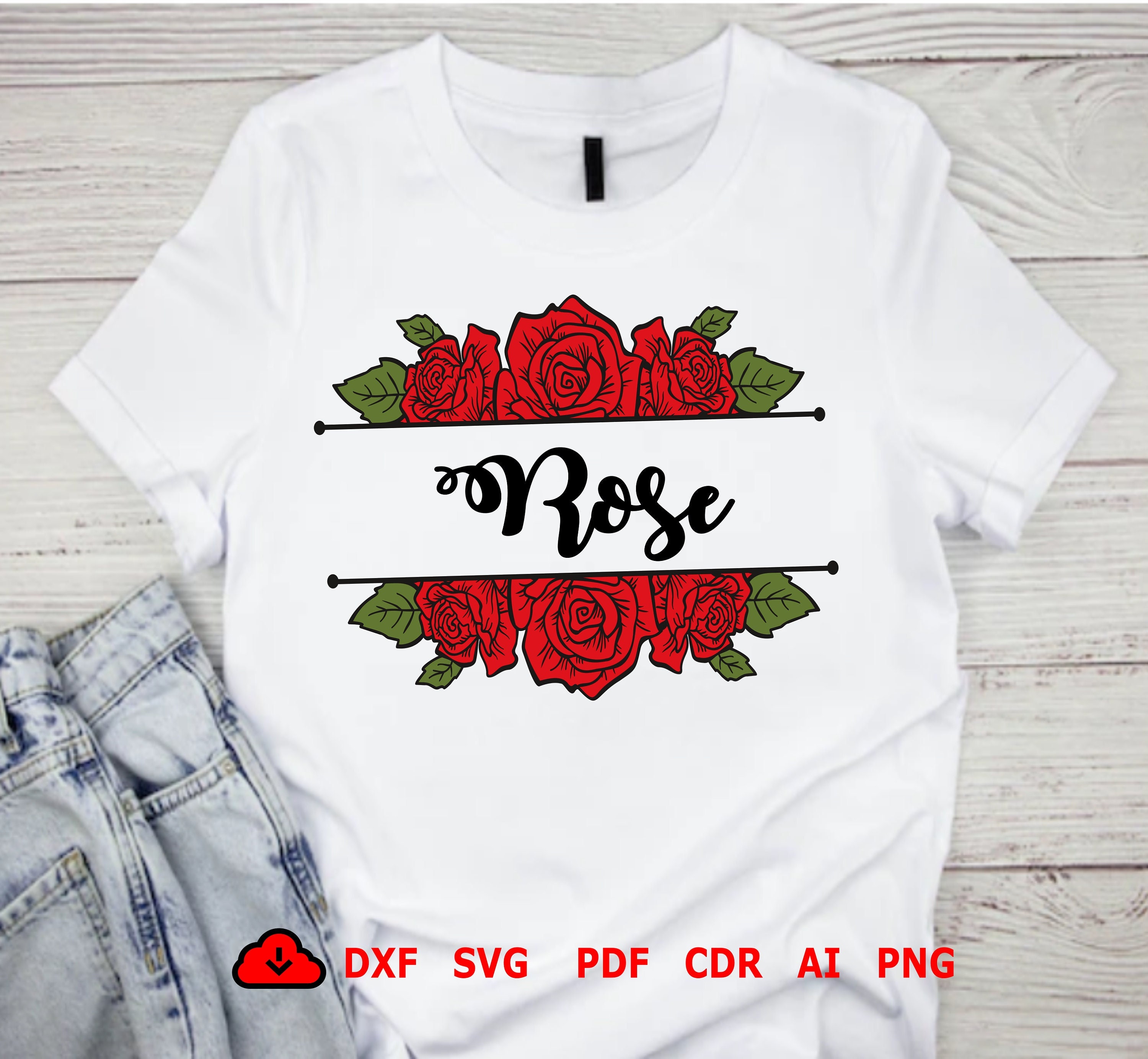 Rose Split Name SVG, Rose Monogram SVG Bundles Craft, Roses T-shirt ...