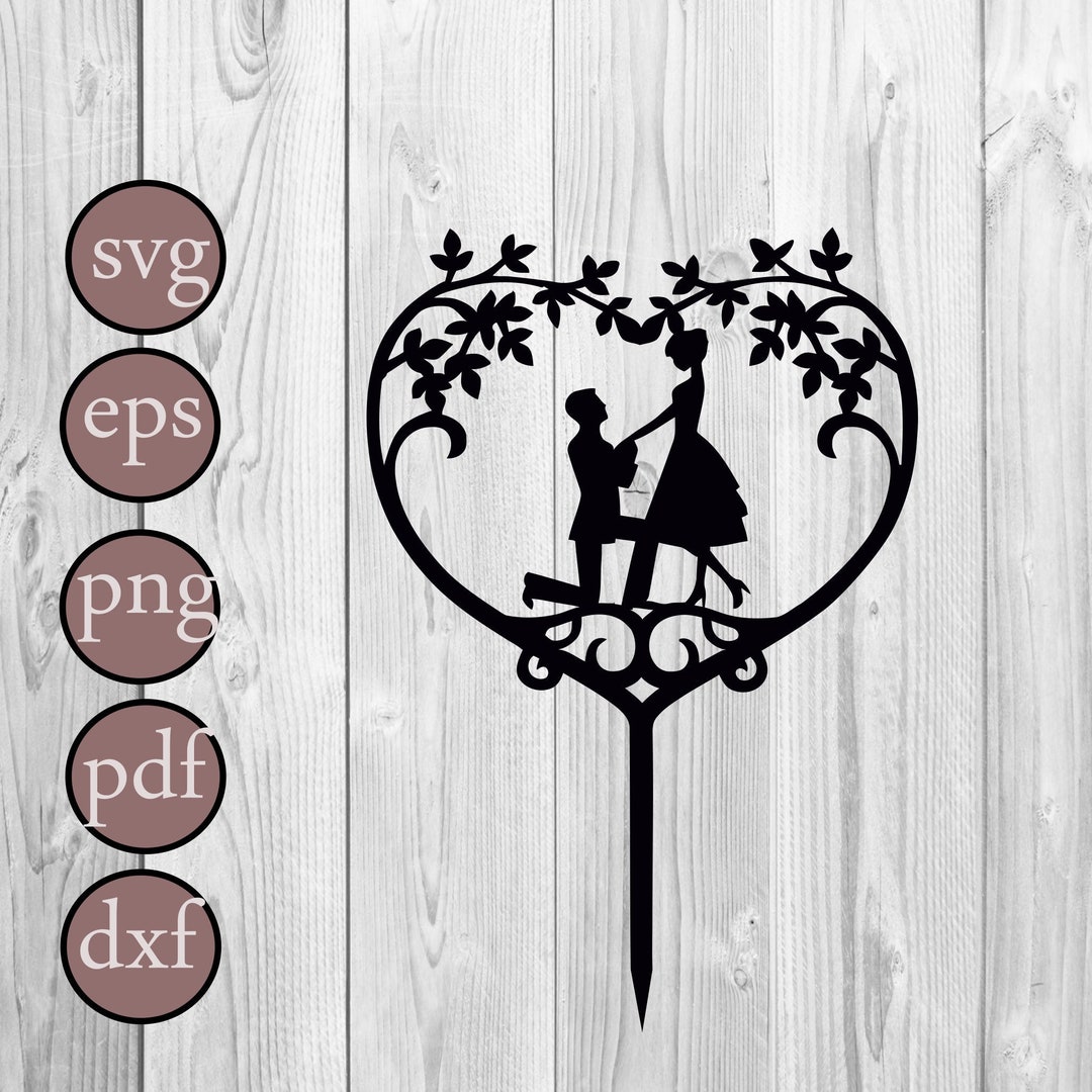 Wedding Cake Topper Svg, Bride and Groom Cake Topper for Laser Machine ...