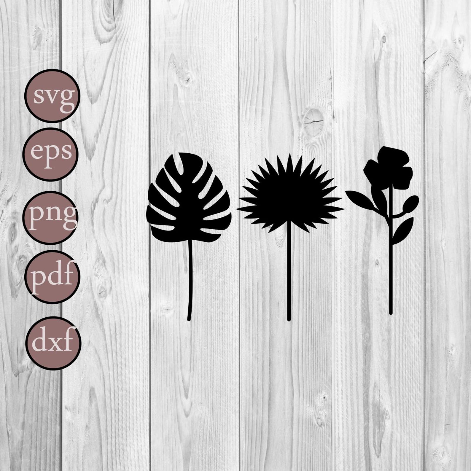 3 Flowers Svg Laser Cut Files Plant Svg - Etsy
