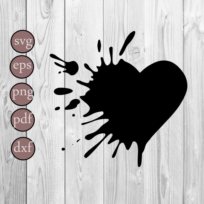 Splatter Heart SVG Files Designs Print Silhouette Cricut DXF PDF Png ...