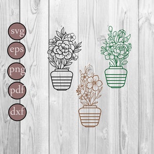 Flower in Pot Svg, Flower Svg, Pot Svg, Green, Nature, SVG, Pdf, Eps ...
