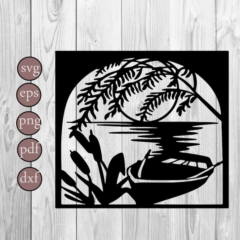 Boat on the River Svg Png Eps Dxf Canoe Svg, Boating Svg, Fishing Svg ...