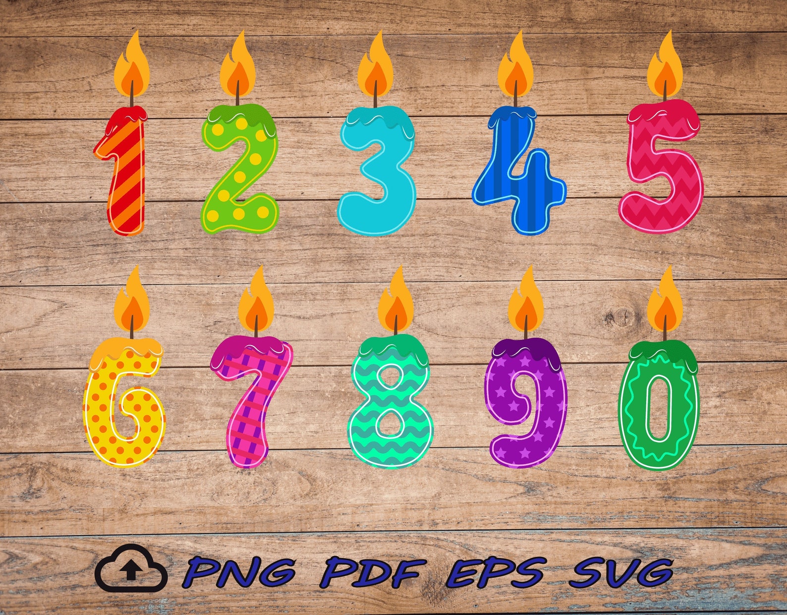 Birthday Candle Svg, Birthday Candles Set , Clip Art Set, Celebration ...