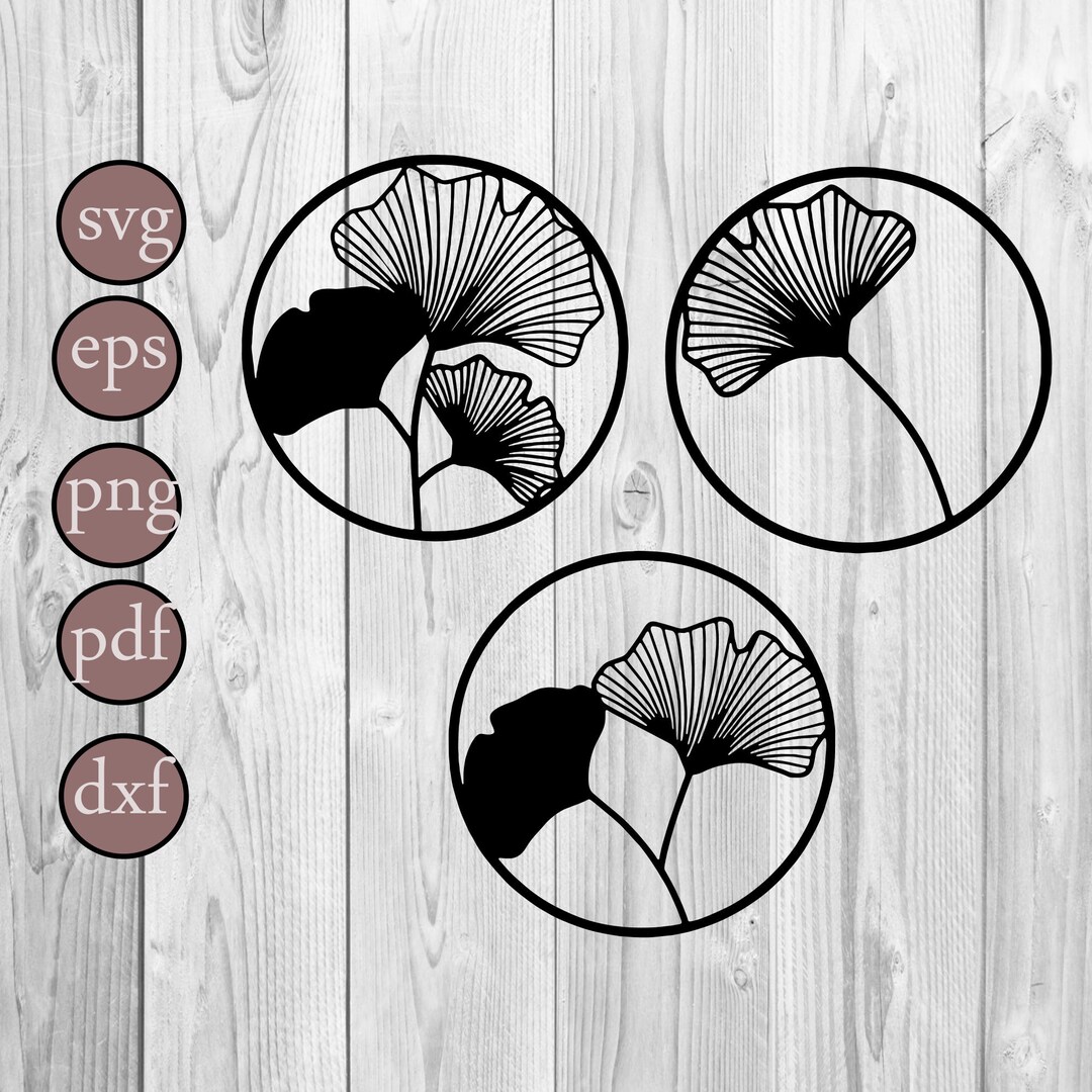 Ginkgo (gingko) Digital Cut File | Floral Leaf Stencil Vectored Art ...