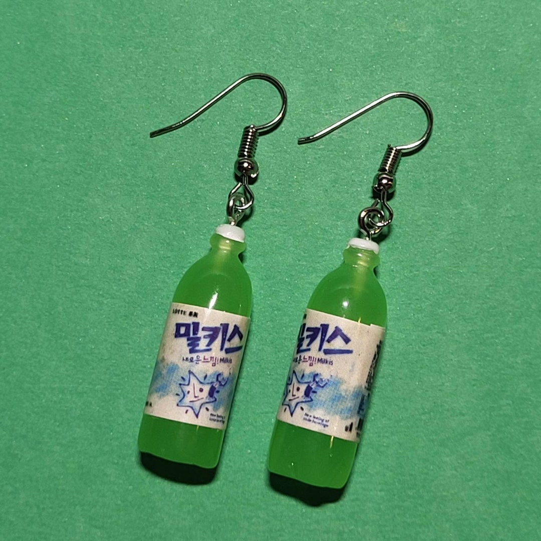 Miniature Green Soda Fizzy Pop Korean Earrings Cosmic Star and Moon ...