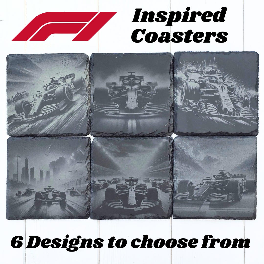 Formula 1 Inspired Laser Engraved Slate Coasters, Birthday, Anniversary ...