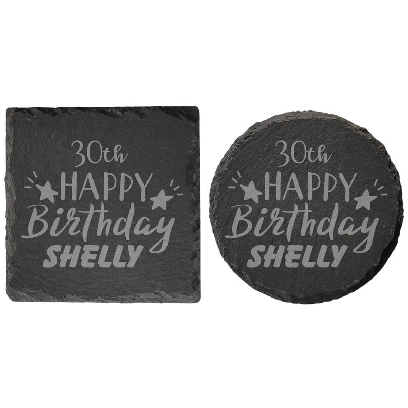 Personalised Milestone Birthday Slate Coaster, 18th, 21st, 30th, 40th ...