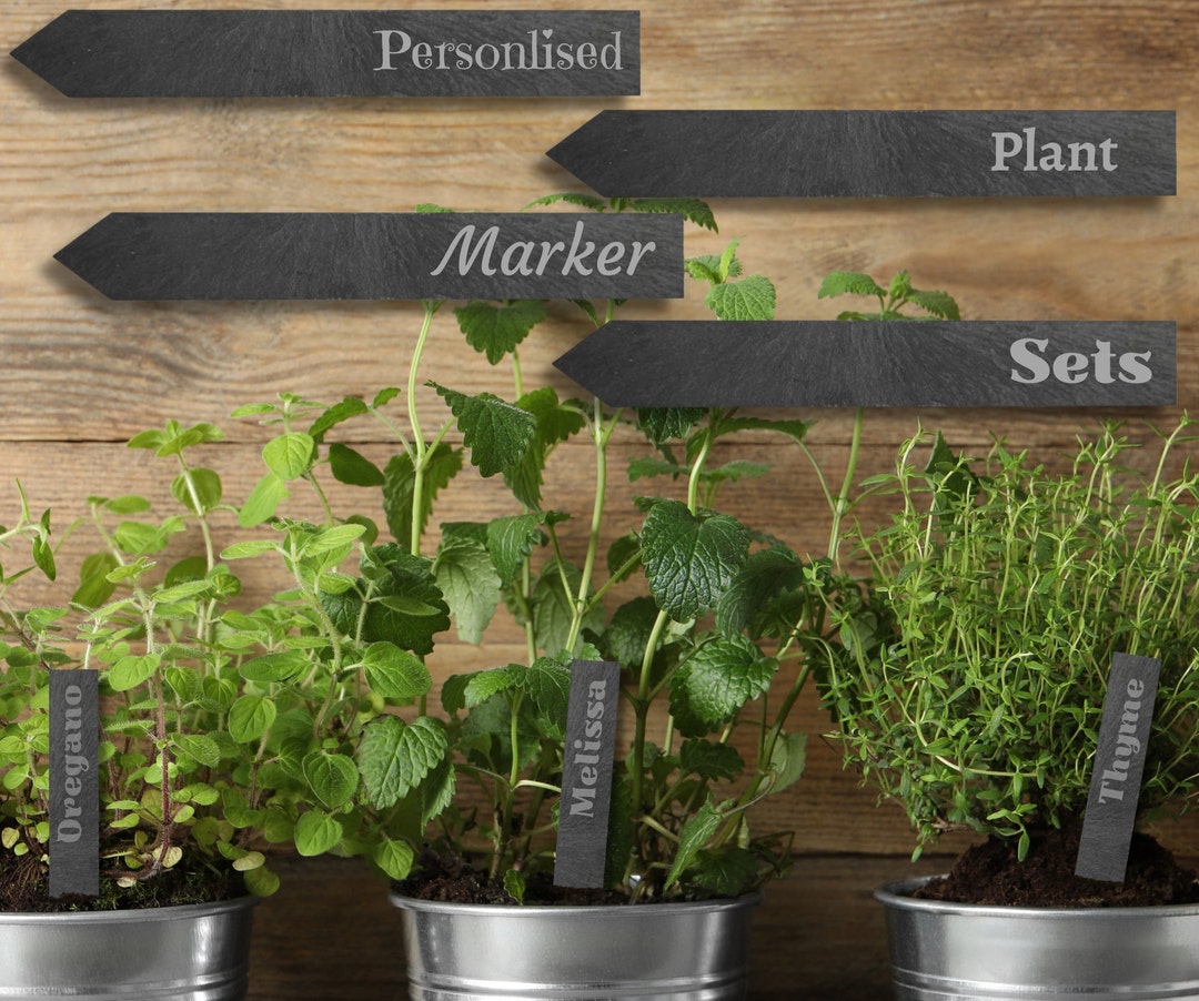 Personalised Slate Plant Markers – Custom Herb Garden Signs With Slate ...