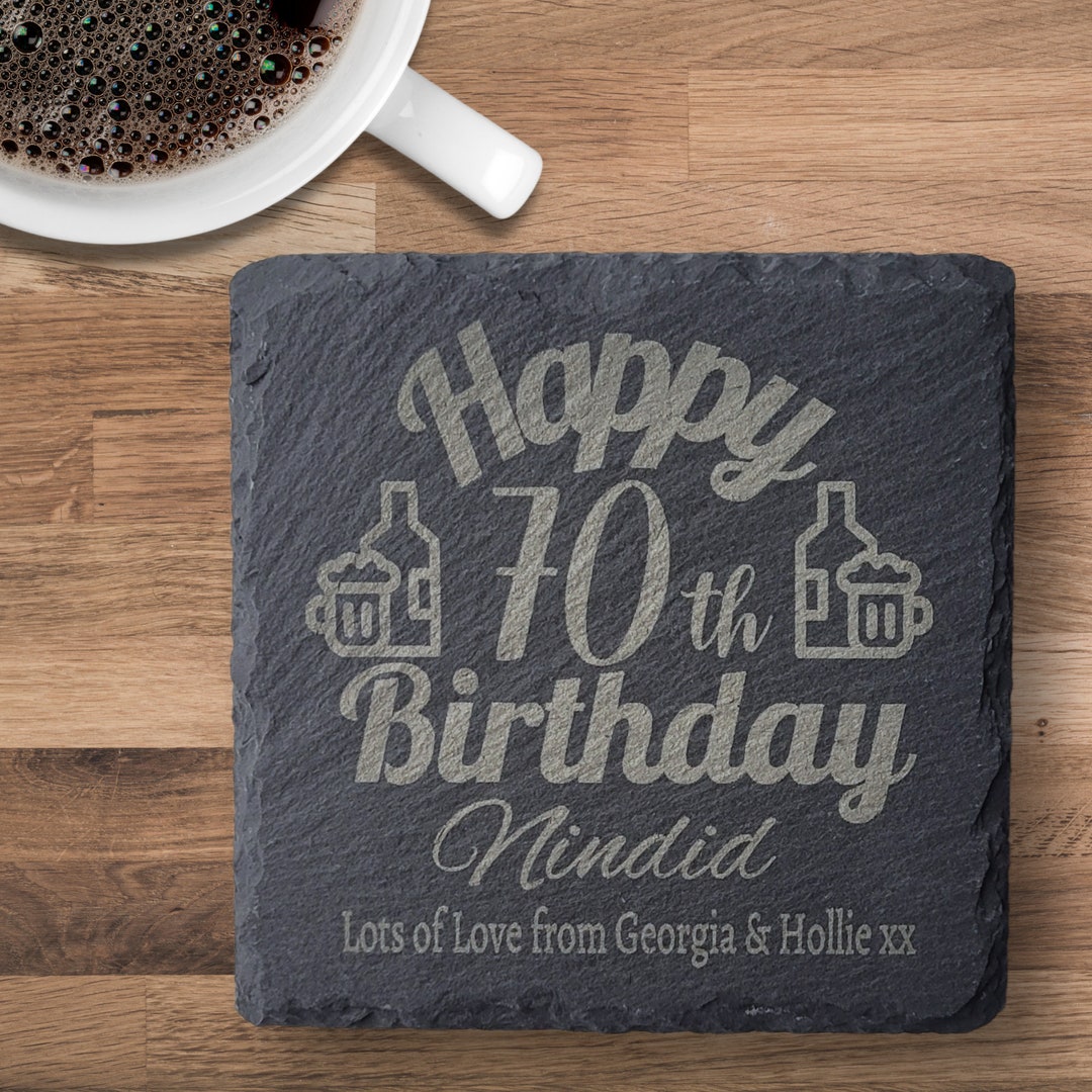 Personalised Happy Birthday Slate Coaster | Birthday | Round Slate ...