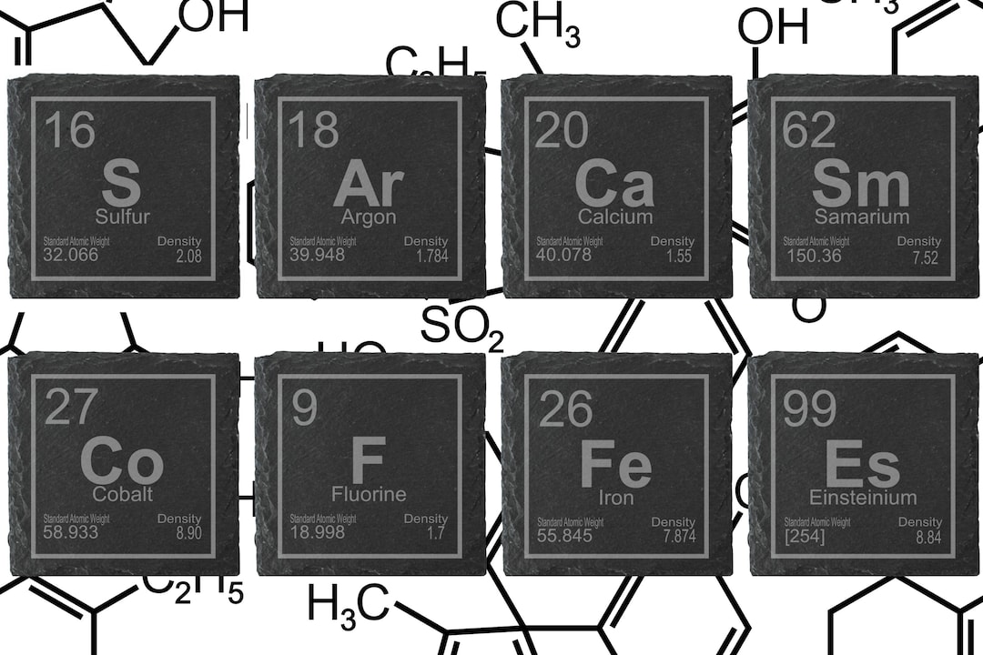 Periodic Table Slate Coaster, Elements Molecule Chemistry Physics ...