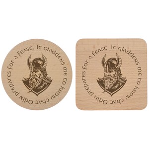 Viking Compass Axe Odin Inspired Beech Wood Coasters. Laser Engraved ...