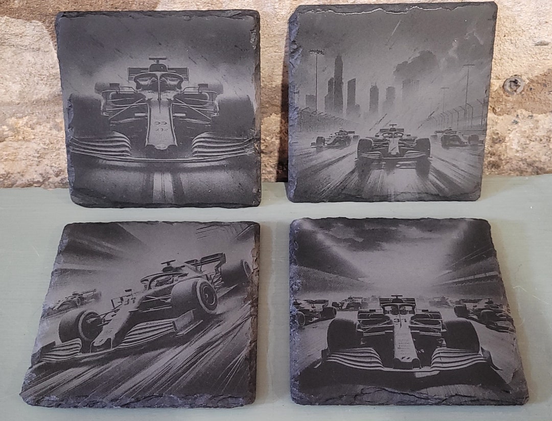 Formula 1 Inspired Laser Engraved Slate Coasters, Birthday, Anniversary ...