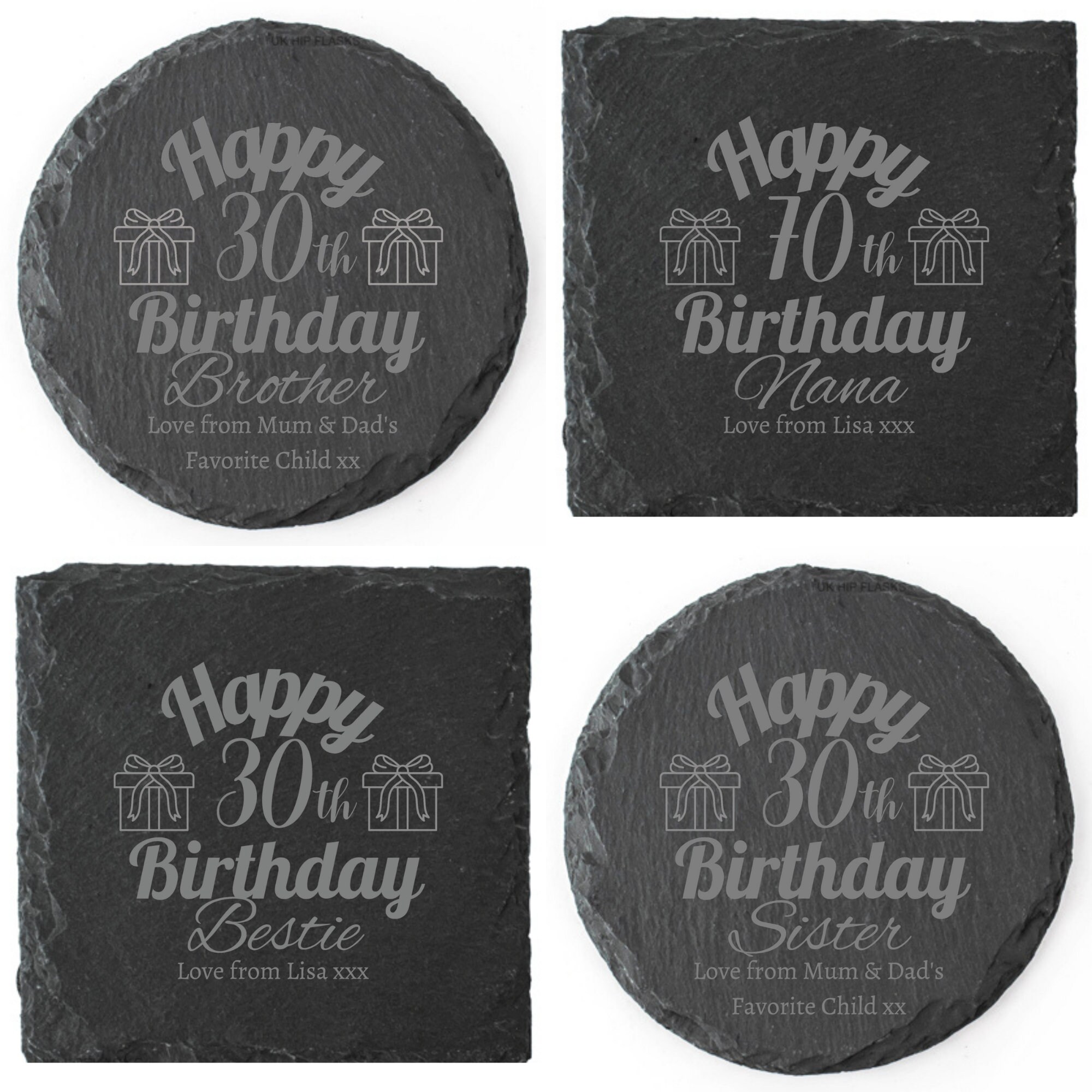 Personalised Happy Birthday Slate Coaster Birthday Round - Etsy UK