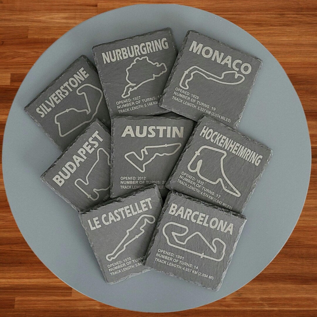 F1 Circuit Slate Coaster Singles or Sets, Formula One Tracks, Birthday ...