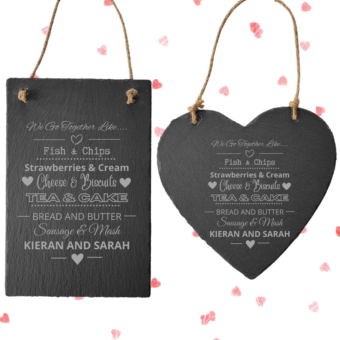 Personalised Hanging Slate Wall Art Decoration Couples Sign ...