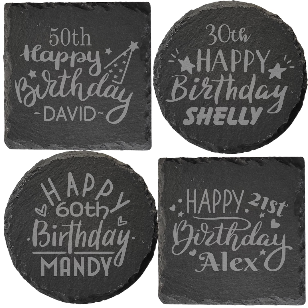 Personalised Milestone Birthday Slate Coaster, 18th, 21st, 30th, 40th ...