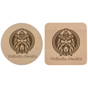 Viking Compass Axe Odin Inspired Beech Wood Coasters. Laser Engraved ...